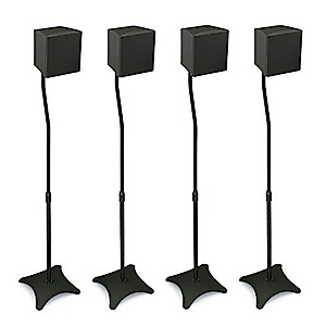 Mount-It! MI-1214 Speaker Stands for Home Theater 5.1 Channel Surround Sound System Satellite Speaker Stands Mounts, Rear and Front, 2 Pairs, 10 lb Capacity, Black