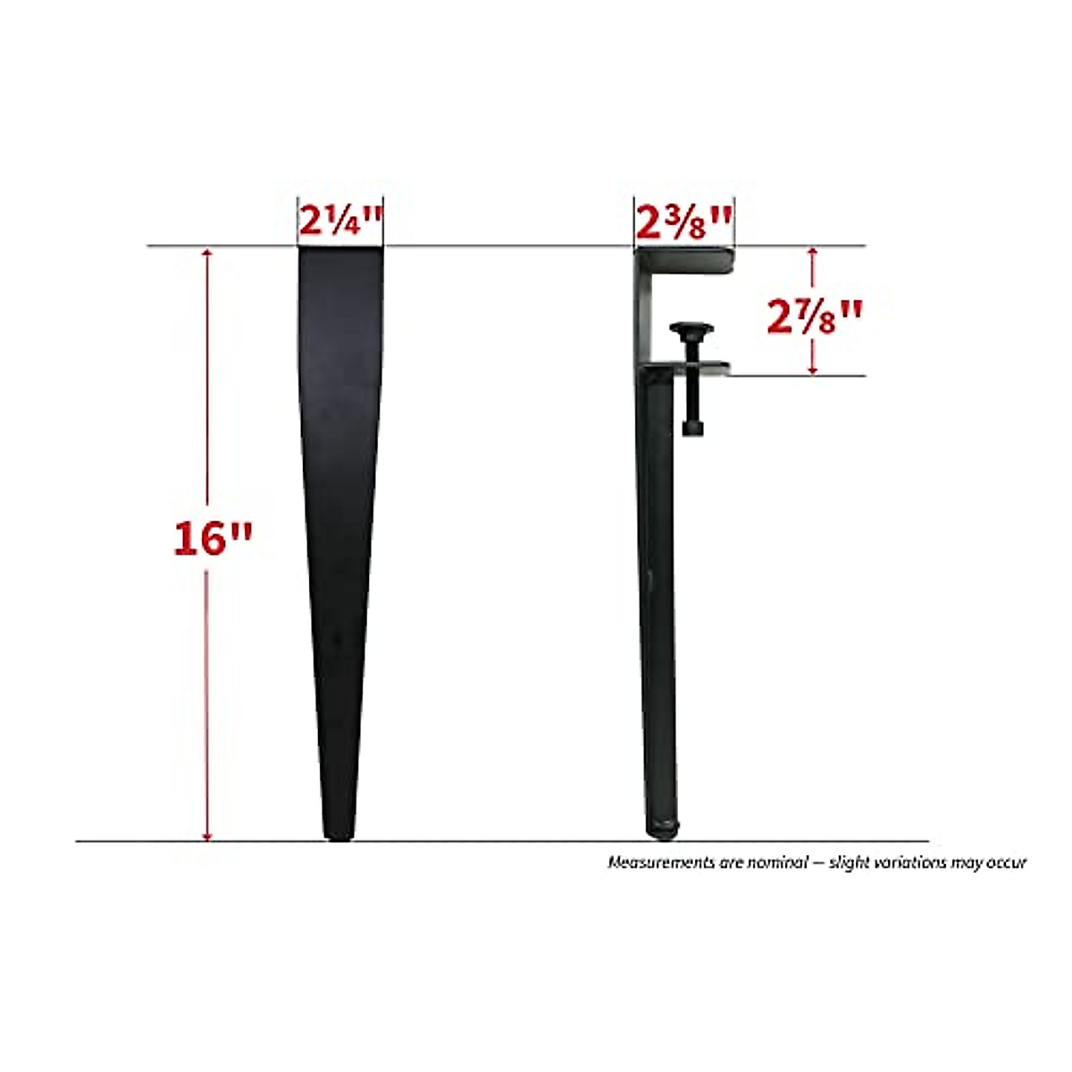 Shepherd Hardware 16" Adjustable Fit Table Clamp Legs, Black