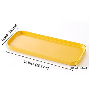 Ceramic Bathroom Tray,Kitchen Sink Organizer Tray,Cosmetics Holder,Vanity Trays,Candle Tray,Dessert Plate,Simple Style Rectangle Tray for Dessert Fruit Jewelry Perfume Soap Succulents Plant (Yellow)