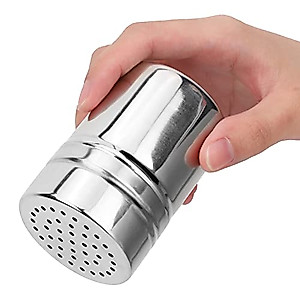 Stainless Steel Dredges, Airtight Seasoning Spice Condiment Bottle Powder Sugar Shaker Duster, Sifter for Powdered Sugar Cinnamon Cocoa Popcorn Salt Pepper Flour(S)