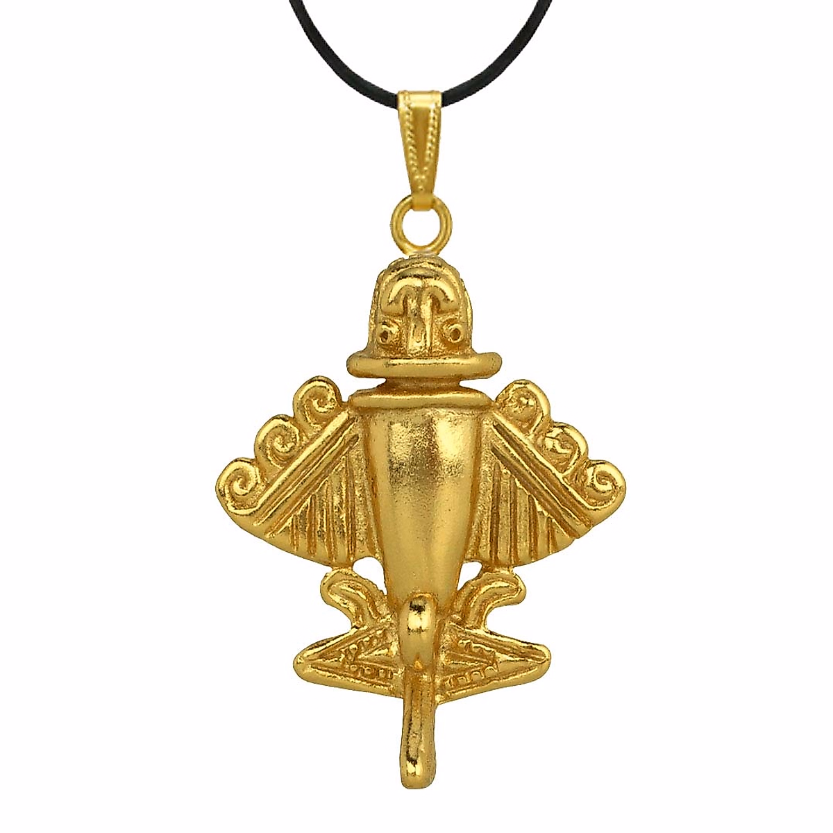 Across The Puddle, Ancient Golden Jet-9 Pendant Necklace | 24k GP Golden Flyer | Pre-Columbian Quimbaya Airplane Jet | Ancient Aircraft | Ancient Astronauts | Original Golden Jets Collection