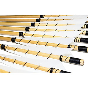 TTFLY FLETCHING 32 inch White Medieval Wooden Arrows Handmade Shaft Practice Targeting Arrow Archery for Recurve Longbow(Pack 12)