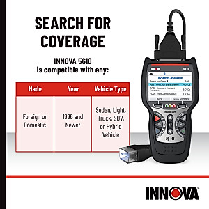 Innova 5610 OBD2 Bidirectional Scan Tool - Understand Your Vehicle, Pinpoint What's Wrong, and Complete Your Repairs with Less Headache. Free Updates. Free US-Based Technical Support.