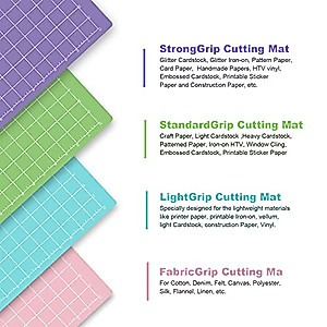 TECKWRAP Light Grip Adhesive Cutting Mat 3 Pack 12"x12" - For Explore/Maker/Silhouette Cameo4 with 1 Squeegee Vinyl Scraper Quilting Cut Mats Replacement for Arts & Crafts Projects - Blue