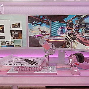 Redragon K611 Dual Color Keys Mechanical Gaming Keyboard Single White LED + RGB Side Edge Backlit 87 Key Tenkeyless Wired Computer Keyboard with Blue Switches for Windows PC (Pink + White)