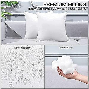 OTOSTAR Premium Outdoor Pillow Inserts 20x20 Inch Set of 4 Waterproof Throw Pillow Inserts Square Garden Patio Pillow Stuffer Form Decorative Outdoor Pillows for Couch Bed Sham Cushion Stuffer (White)