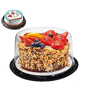 Fnoko 8 Inch Plastic Cake Container with Clear Dome Lid 7 Inch Round Cake Boards - Cake Holder with Lid is for Cake Supplies, 10 Pack of Each (8 inch)