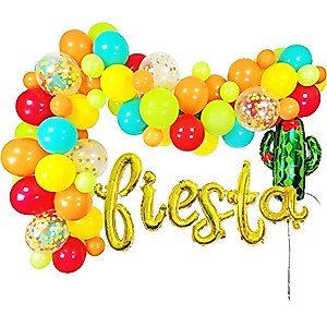 Fiesta Balloons Garland Kit Latex Balloons Balloon Arch Strip Set for Cactus Baby Shower Decorations Mexican Fiesta Party Decorations