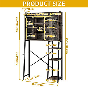 YITAHOME Over The Toilet Storage Cabinet, Bathroom Shelves Over Toilet Above Toilet Storage with Side Storage Rack, Tissue Reel and Hooks Over The Toilet Organizer for Bathroom, Laundry, Oak