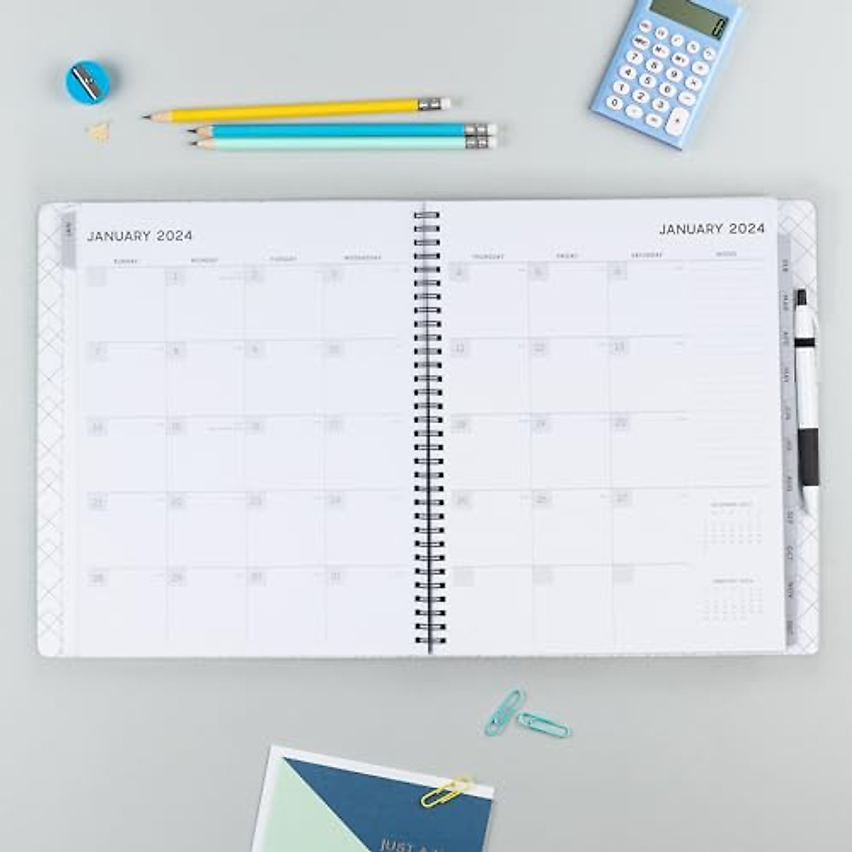 Blue Sky Aligned 2024 Weekly and Monthly Planner, 8.5" x 11", Heavyweight Cover, Semi Concealed Wirebound, Black (143588-24)