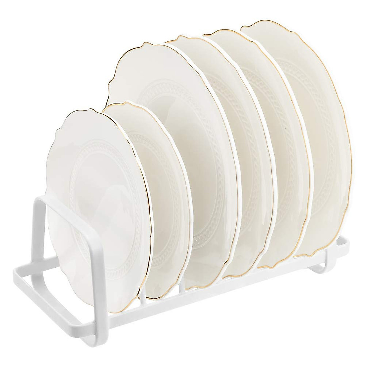 SANNO Pot Lid Holders Heavy Duty Pan Rack Organizer Pot Organizer Rack for Cabinet, Bakeware Rack,Kitchen Cookware Pantry Cabinet Storage Rack with 7 Dividers (pack of 1)