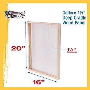 U.S. Art Supply 16" x 20" Birch Wood Paint Pouring Panel Boards, Gallery 1-1/2" Deep Cradle (Pack of 2) - Artist Depth Wooden Wall Canvases - Painting Mixed-Media Craft, Acrylic, Oil, Encaustic