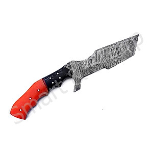 Smart & Sharp Custom Handmade Damascus Steel Hunting Knife/Bowie Knife AA-17129 (Colored Bone and Black Wood)