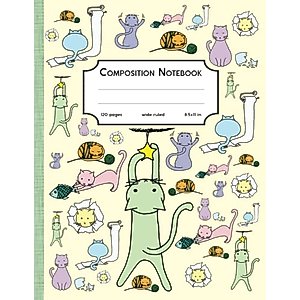 Composition Notebook Wide Ruled: Naughty Kitties Hand Drawn Design, 120 pages, 8.5x11, Cat Lovers, Lined Workbook for Girls, Boys, Kids, Teens, Students Writing Story Journal for School, Fun & Funky
