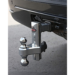 Trimax TRZ6AL 6" Premium Aluminum Adjustable Hitch with Dual Hitch Ball and T5 Receiver Lock