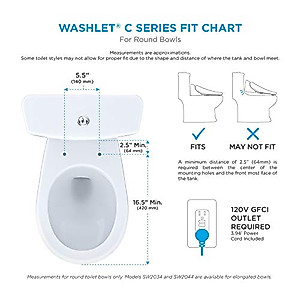 TOTO SW2033R#01 C100 Electronic Bidet Toilet Cleansing Water, Heated Seat, Deodorizer, Warm Air Dryer, and PREMIST, Round, Cotton White