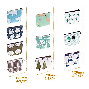 Small Coin Purse, Selizo 10 Pcs Canvas Zipper Change Purse Small Zipper Pouch, assorted colors