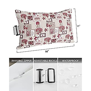 Recliner Head Pillow Ledge Loungers Chair Pillows with Insert Vintage Fruit Cotton Linen Patch Texture Lumbar Pillow with Adjustable Strap Outdoor Waterproof Patio Pillows for Beach Pool, 2 PCS