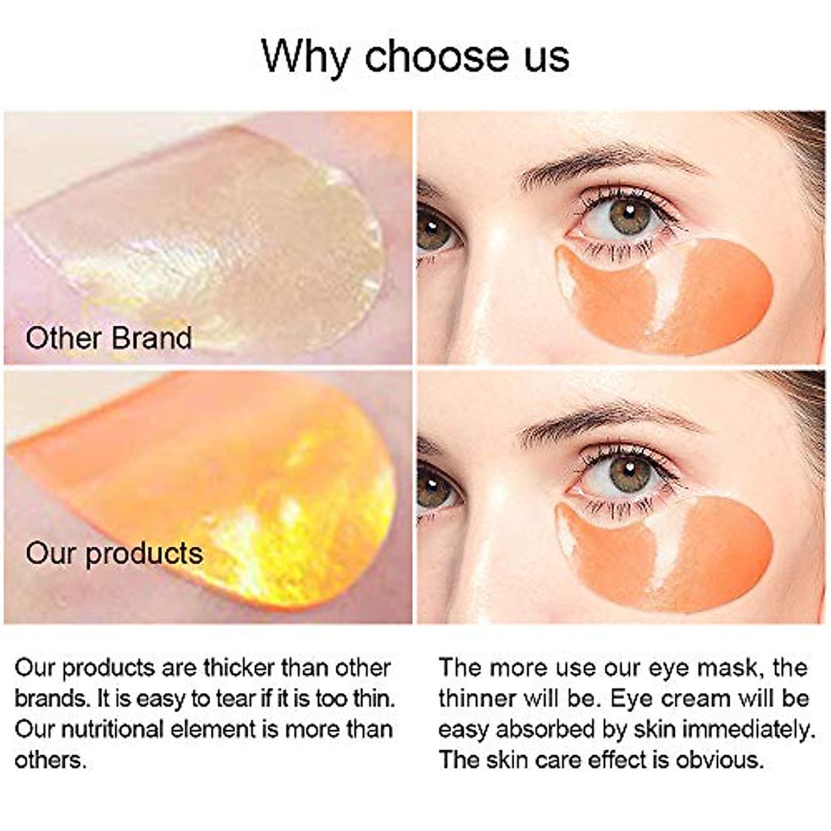 sremom Under Eye Patches Under Eye Mask for Dark Circles Puffiness Bags Treatment 60 Pcs Vitamin C Eye Mask Collagen Under Eye Gel Pads，Under Eye Bags Treatment