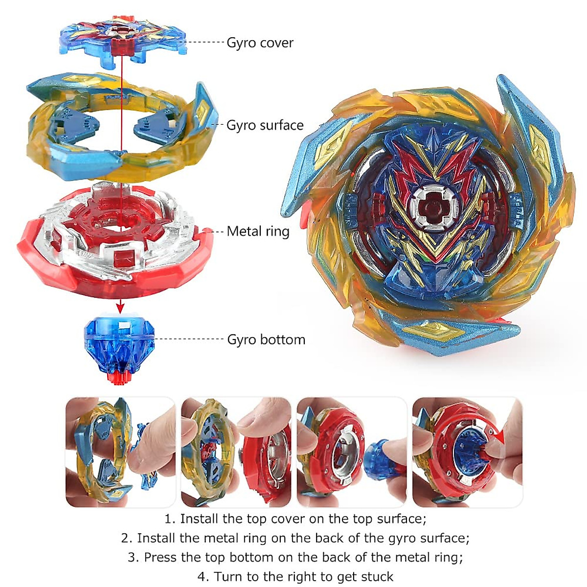 Ruolan Battling Top Metal Fusion Evolution Master Burst Gyro Toys Spinning Tops Set, Combat High Performance Game with 2 Launchers Gift for Children Boys Kids (12PCS)