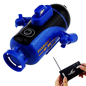 Tipmant Mini RC Submarines Toys Remote Control Boat Waterproof Diving Water Kids Gift (Blue)
