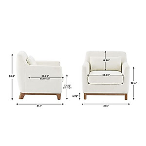 VANOMi Extra Deep Accent Chair, Fabric Upholstered Comfy Reading Armchair for Living Room, Bedroom Single Seat Sofa Chair with Wood Base, Lamb Fabric