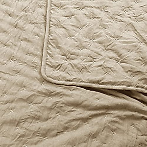 ROARINGWILD Oversized King Quilt Sets with Pillow Shams, Beige California Cal King Size Lightweight Soft Coverlet Bedspread, Tan Cream Thin Bedding Set Bed Cover, 3 Pieces, 118x106 inches