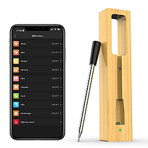 Wireless Meat Thermometer Wireless with Bluetooth, 165ft Long Range Meat&Food Thermometer, Meat Thermometers for Oven, Grilling, Cooking, Smokers, BBQ
