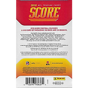 2019 Score Football Factory Sealed Hanger Box with 60 Cards including 4 Exclusive Purple Parallels and 12 Rookie Cards in each Box and Chance For Autographs of Kyler Murray and Dwayne Haskins Plus