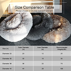 Dog Bed, Cat Calming Bed, Faux Fur Pillow Pet Donut Cuddler Round Plush Bed for Large Medium Small Dogs and Cats