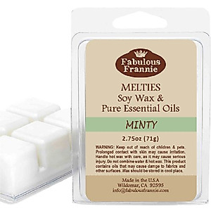 Fabulous Frannie Minty Pure & Natural Soy Candle Meltie/Tart/Melts Made with Pure Spearmint and Peppermint Essential Oils 2.75oz