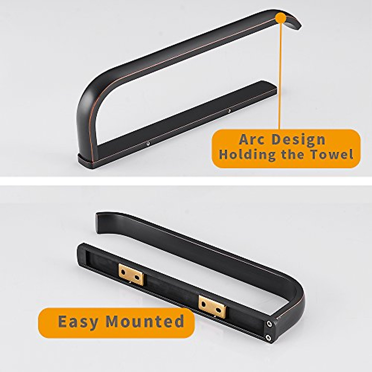 BESy Brass Hand Towel Bar for Bathroom Oil Rubbed Bronze, Rustproof Wall Mounted Towel Rack Hanger Bathroom Hardware Accessories Towel Holder 12 Inch