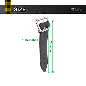 Kilt Emporium: Genuine Leather Kilt Extension Straps Buckle Extenders - 7" x 1.25" Belt Extender for Men - Customizable Fit & Heavy-Duty Metal Buckle Extender - Set of 3, Black