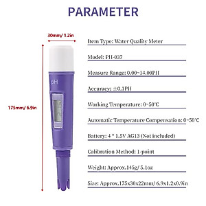 Jectse PH Meter for Water, Waterproof Digital PH Meter with Screwdriver, Portable PH Tester Pen Water Quality Tester for Aquarium Hydroponics Swimming Pool