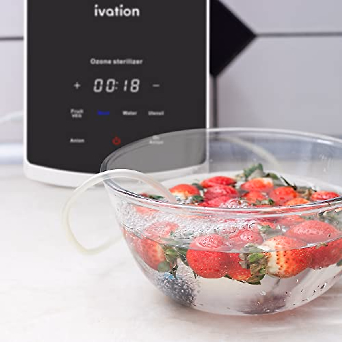 Ivation Multipurpose Ozone Sterilizer for Air & Water | Portable Home Deodorizing & Disinfecting System with LED Control Panel, Ionizer, Tube & Diffuser Stones | Purify Toothbrushes, Baby Bottles, Etc