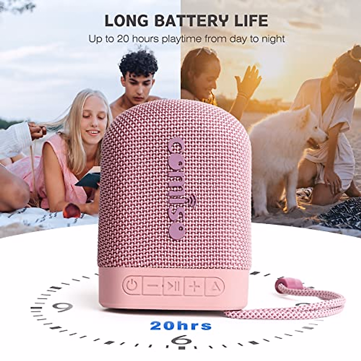 comiso IPX7 Waterproof Bluetooth Speakers, Portable Wireless Speakers with Rich Bass HD Sound, Small Compact Floating Speaker with 20H Playtime for Beach, Pool, Shower, Outdoor Travel - Rose Gold