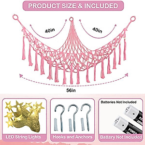 KUCPE Stuffed Animal Net Or Hammock - 2 Pcs Stuffed Animals Storage Chain for Organizing your Teddy and Stuffy Collection Easy to Hang/Included Anchors & Hooks