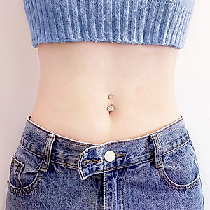 JFORYOU 5 Pcs Belly Button Rings Stainless Steel for Women Navel Rings 5 Style 14G Navel piercing Rose Gold Color Body Piercing Jewelry