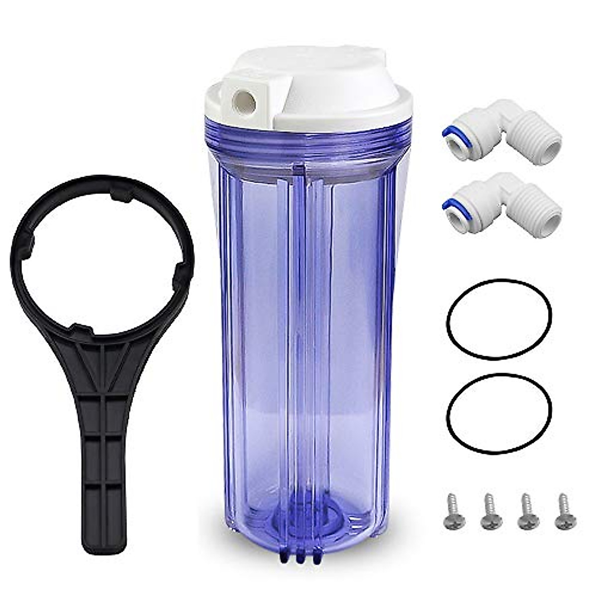 Geekpure 10 Inch Reverse Osmosis Water Filter Housing for RO Filtration System -1/4" Port-2.5" x 10"-Clear