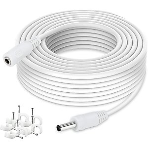 WILDHD DC Power Extension Cable 33ft 1.35mm x 3.5mm Compatible with 5V DC Adapter Cord for CCTV Security Camera IP Camera Standalone DVR (33ft DC3.5mm Plug White)
