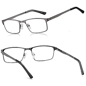 EYECEDAR 5-Pack Reading Glasses for Men Rectangular Metal Readers Eyeglasses Spring Hinges with Sun Readers Glasses Mens Readers 2.5
