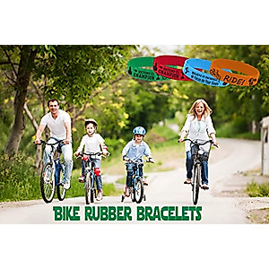 Oringaga 24PCS Bicycle Party Motivational Rubber Bracelets, BMX Bike Game Party Baby Shower Birthday Party Supplies Decorations Gifts Prize Goodie Bag Favors Silicone Wristbands