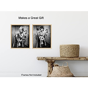 Bathroom Wall Art - Unique Funny Bathroom Decorations - Bathroom Decor - Bar Wall Decor - Guest Bathroom - Restroom Sign - Powder Room - 8x10 Woman Smoking Decor - Alcohol Decor