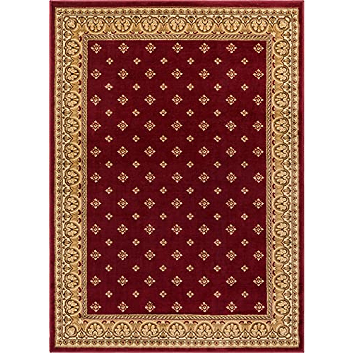 Noble Palace Red French European Formal Traditional Area Rug 5x7 ( 5'3" x 7'3" ) Easy to Clean Stain Fade Resistant Shed Free Modern Contemporary Floral Transitional Soft Living Dining Room Rug
