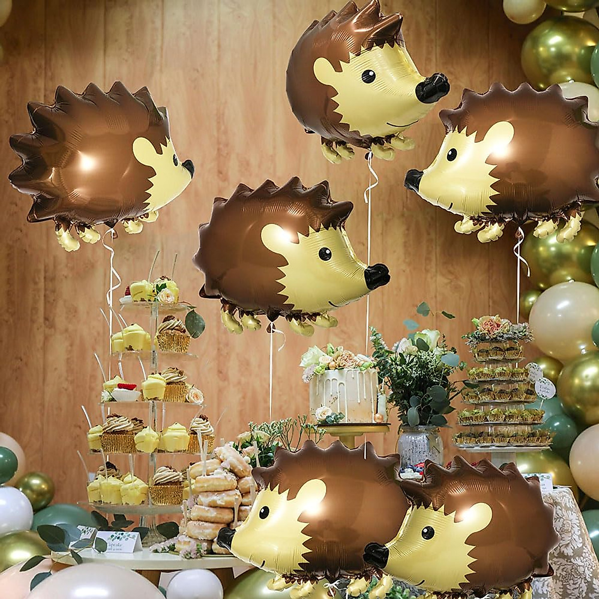 Cartoon Hedgehog Balloon Wildlife Safari Forest Woodland Party Supplies For Birthday Baby Bridal Shower Wedding Holiday Carnival, 6 Pack Cute Walking Hedgehog Foil Balloon Jungle Zoo Animal Balloon
