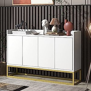 Merax Modern Sideboard Elegant Buffet Cabinet with Large Storage Space for Dining Room, Entryway, White