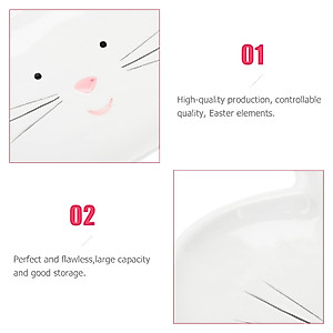 Yardwe Ceramic Plate Easter Bunny Rabbit Dessert Plate Porcelain Food Serving Platter Dish Tray Plate Ceramic Tableware for Home Kitchen Restaurant