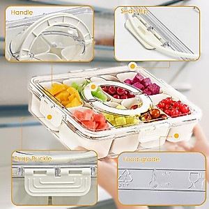 SanerCraft Snack Box Container, Divided ServingTray with lid and Handle, Snackle Box Charcuterie Container Adults Fruit Tray for Beach, Picnics, Camping