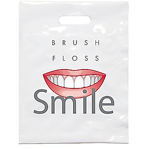 Brush Floss & Smile Dental Giveaway Bags, 9" x 12", 100 Pack