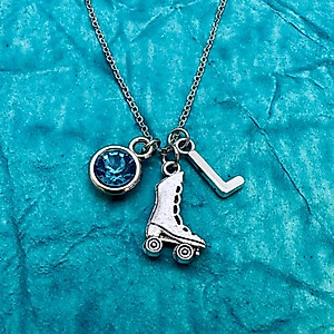 Personalized Girls Roller Skating Necklace, Roller Derby Pendent Charm Necklace For Roller Skaters - Roller Gifts for Women, Teens and Girls